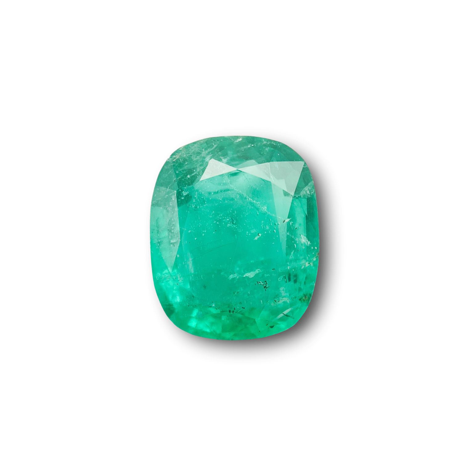 3.12ct | Brilliant Cut Cushion Shape Brazil Emerald - Modern Rustic Diamond