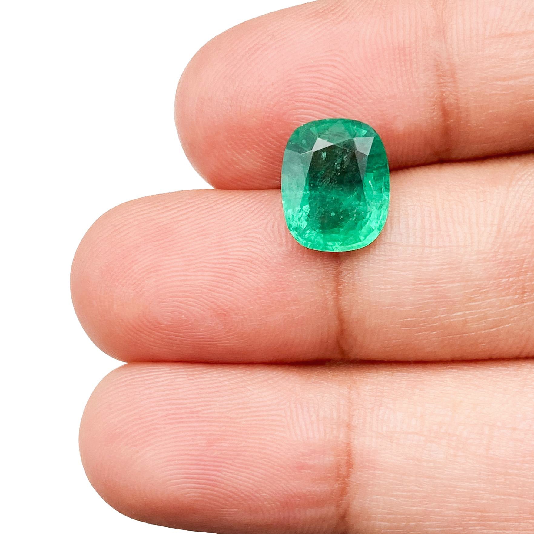 2.48ct | Brilliant Cut Cushion Shape Brazil Emerald - Modern Rustic Diamond