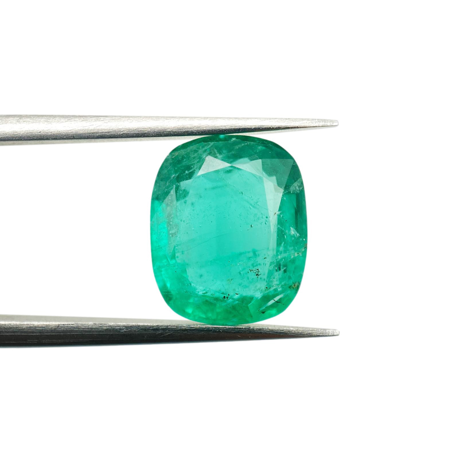 3.12ct | Brilliant Cut Cushion Shape Brazil Emerald - Modern Rustic Diamond