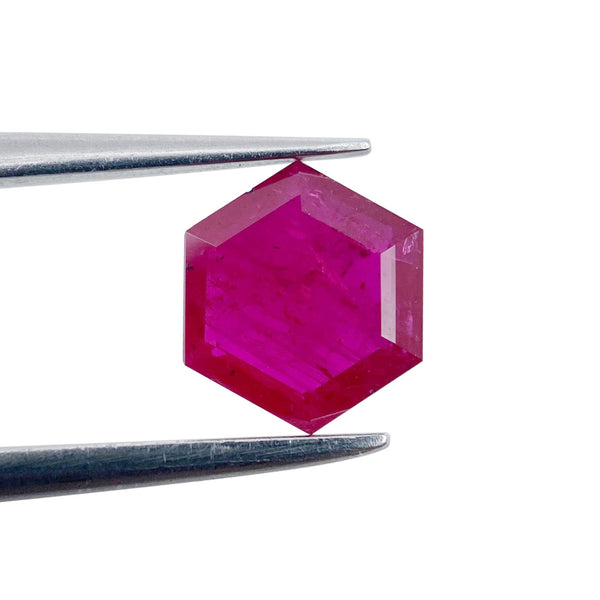 1.17ct | Red Hexagon Shape Step Cut Ruby - Modern Rustic Diamond